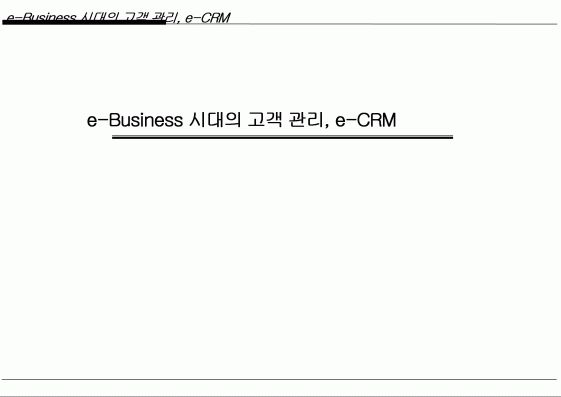 e-Business 시대의 고객 관리, e-CRM