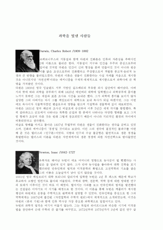 과학을 빛낸 사람들 20명입니다