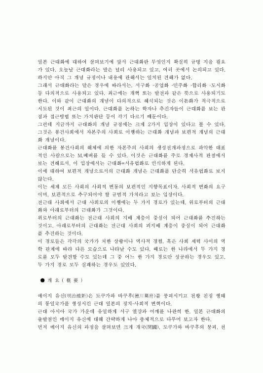 일본 근대화 레포트 자료