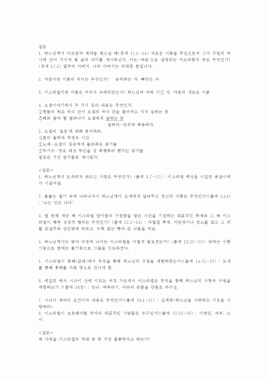 성서에 관한 질문 모음