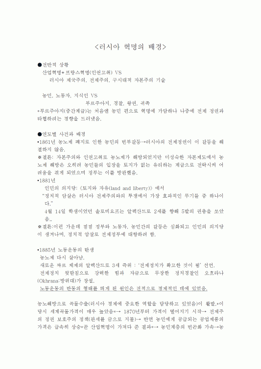 러시아 혁명의 배경