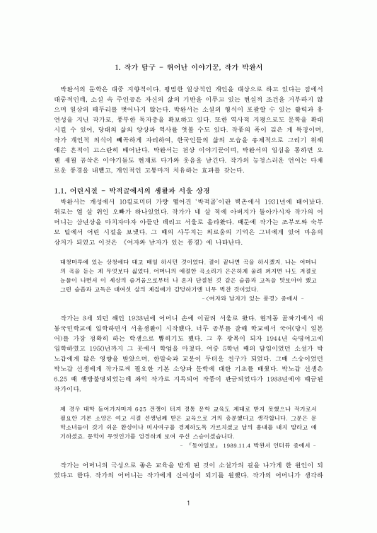 박완서의 작가론