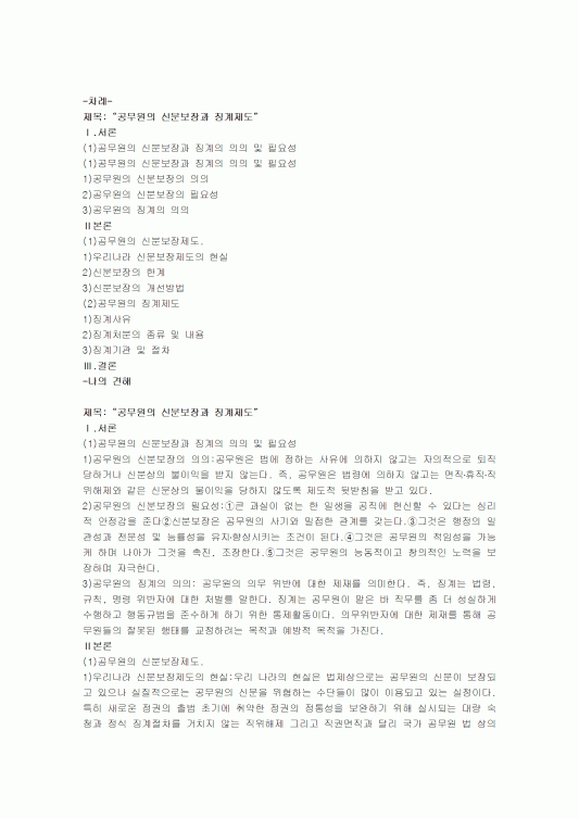 공무원의 신분보장과 징계