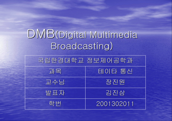 데이터 통신. DMB에 관하여.