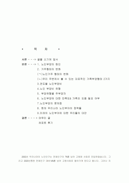 노인부양 레포트 자료