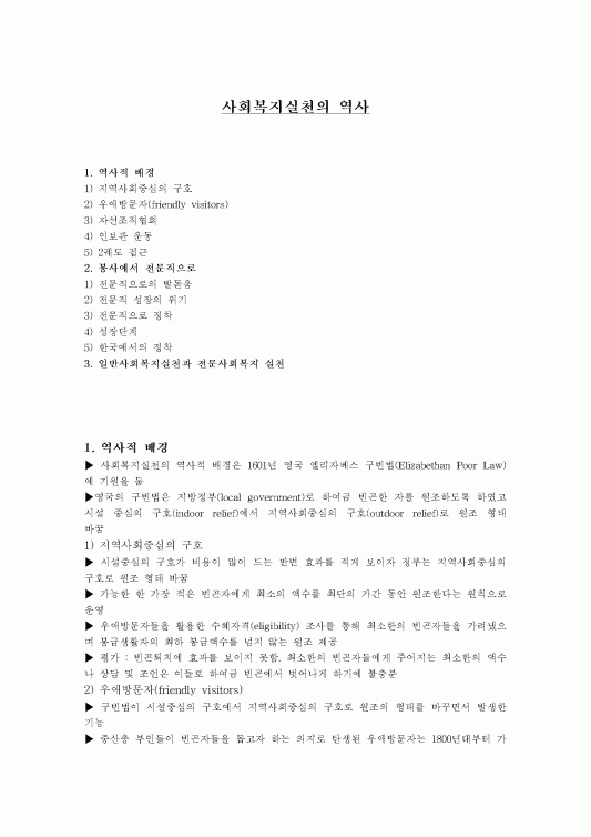 사회복지실천의 역사 [사회복지]