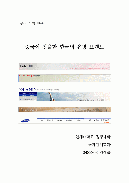 중국에 진출한 한국의 5대 유명 브랜드
