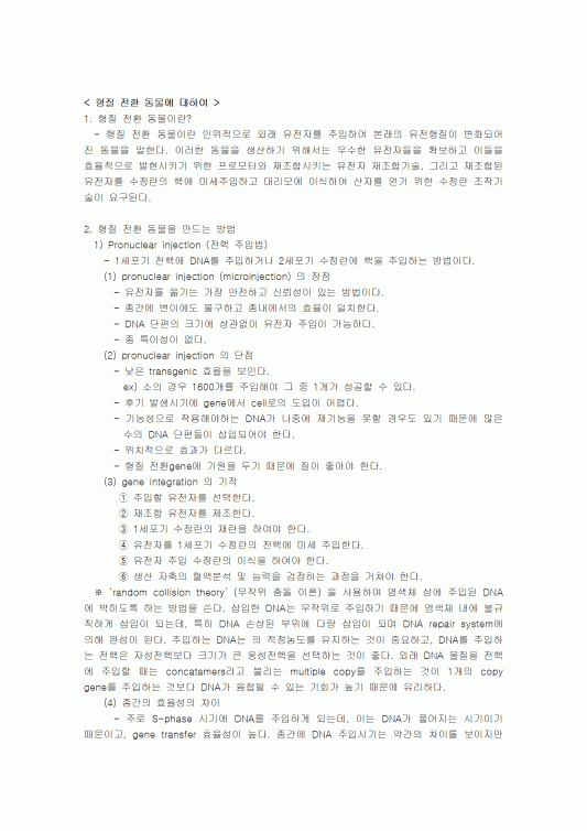 형질전환동물을 만드는 방법