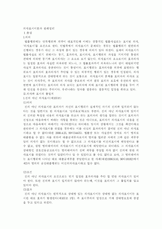 의사와 표시의 불일치