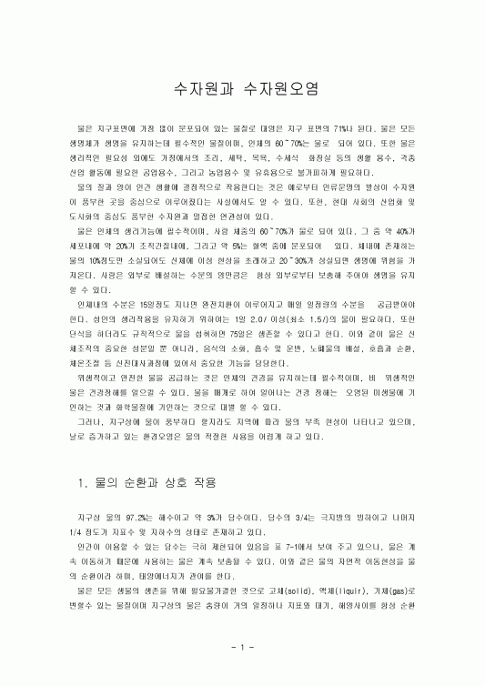 수자원과 수질오염의 이해