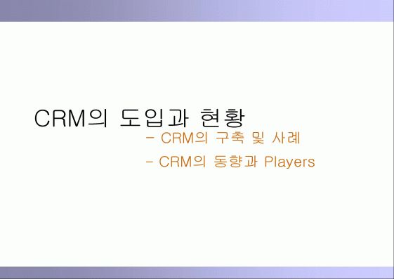 CRM의 도입과 현황