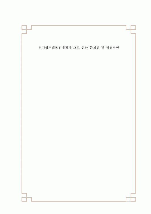 전자상거래촉진계획과 그로 인한 문제점 및 해결방안