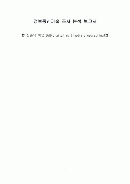디엠비(DMB) 레포트 자료