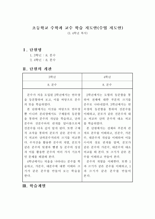 초등학교 수학과 교수 학습 지도안(수업 지도안)
