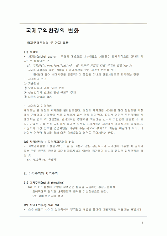 국제무역환경의 변화
