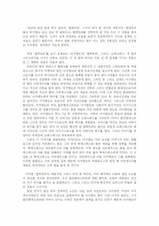 감상적 영웅의 승리, ‘엘렉트라’를 보다