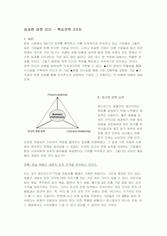 성공한 시장개척 기업 ‘마켓 리더’ - 핵심전략 3가지