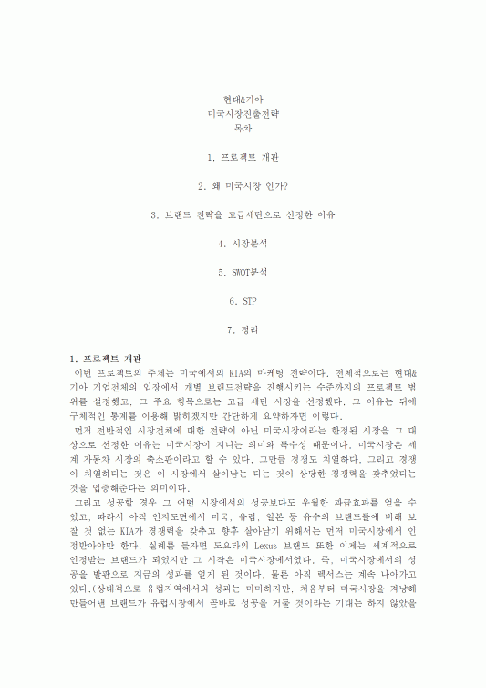 현대&기아의 미국시장진출전략