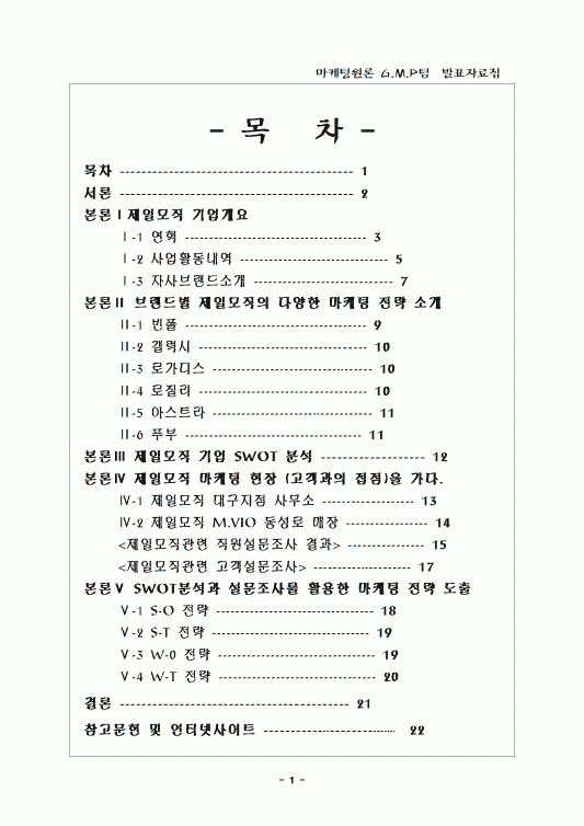 기업마케팅 전략분석 (제일모직)