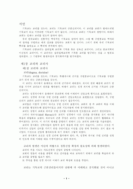 총신신대원서철원교수의교리사요약