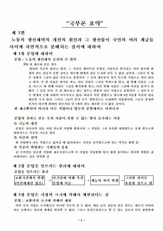 아담스미스의 국부론 요약 및 현실사회 적용 부분 문제점에 관한 감상문