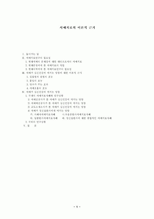 서예치료의 이론적 근거