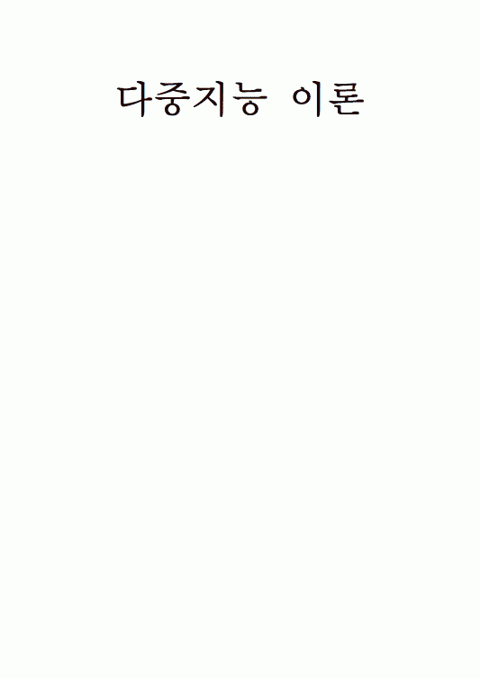 다중지능 이론