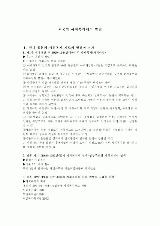 외국의 사회복지제도 발달