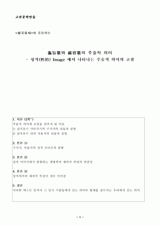 구지가와 처용가의 성적이미지에서 나타나는 주술적 의미 고찰