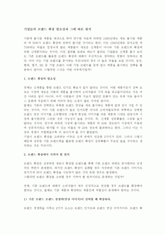 기업들의 브랜드 확장 필요성과 그에 따른 원칙