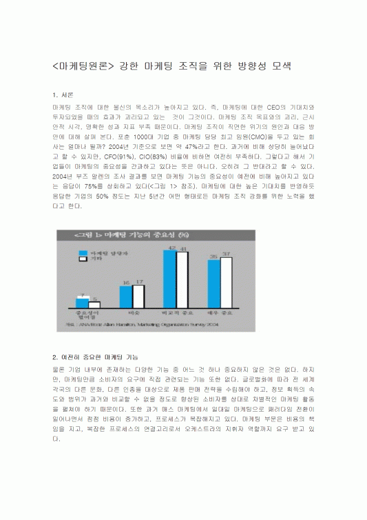 <마케팅원론> 강한 마케팅 조직을 위한 방향성 모색