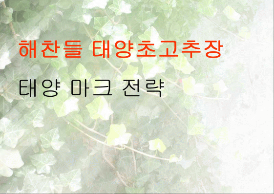 해찬들 태양초고추장  태양 마크 전략