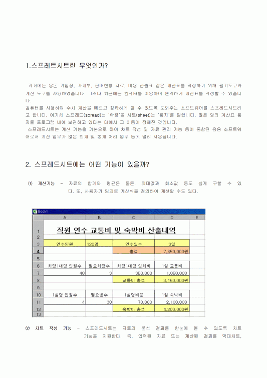 스프레드시트의 활용