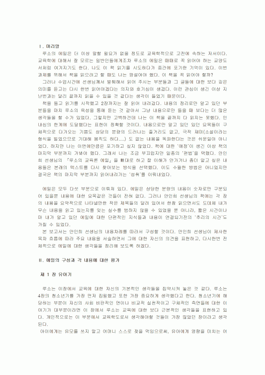 루소의 에밀 서평