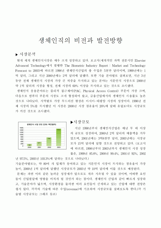 생체인직의 비전과 발전방향