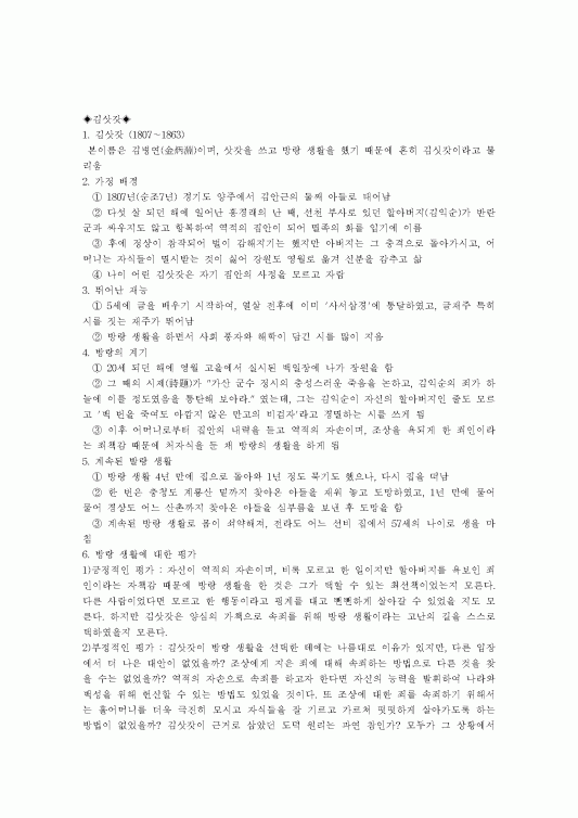 인물 김삿갓 분석