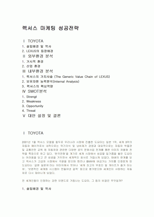 렉서스 마케팅 성공전략