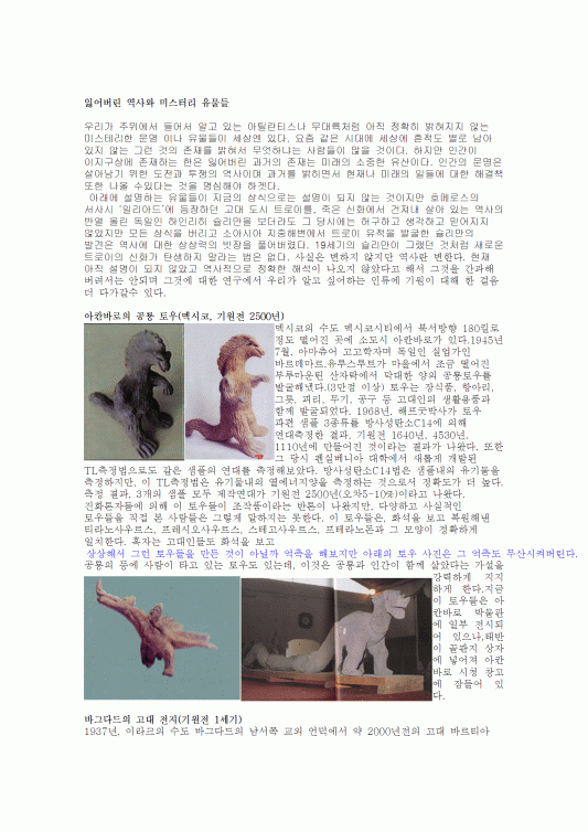 잃어버린역사와미스터리유물들