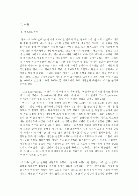 영화의 이해 레포트 - 익스페리먼트