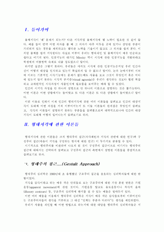 형태지각에 관한 이론 및 한계