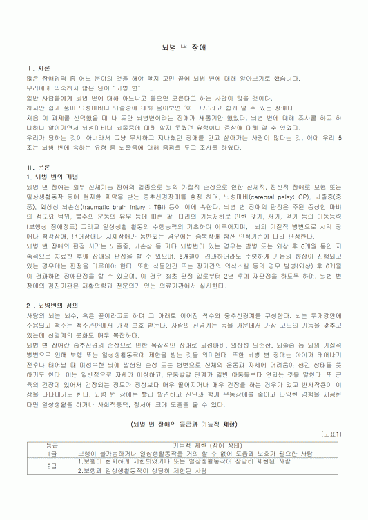 뇌병변장애의 개념과 직업재활방안