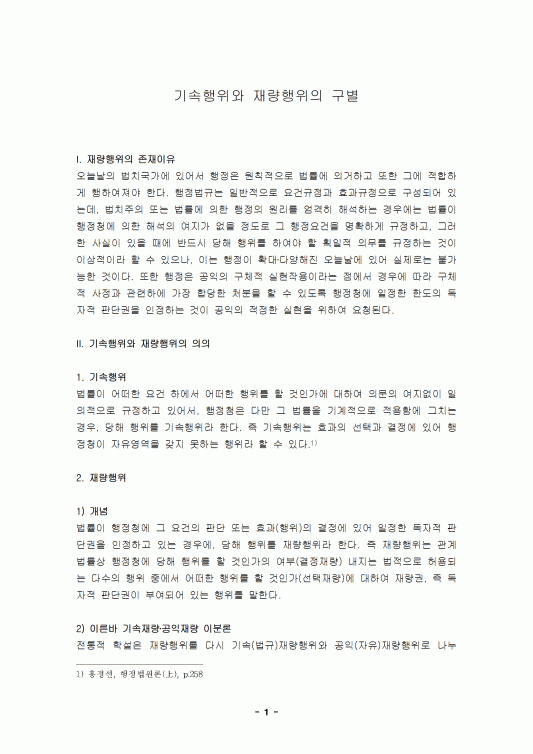 기속행위와 재량행위의 구별