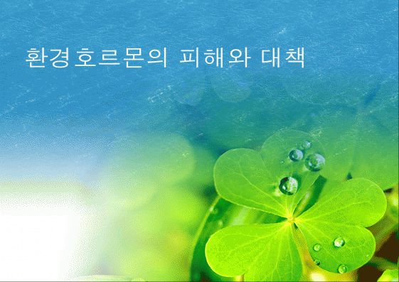 환경호르몬의 피해와 대책