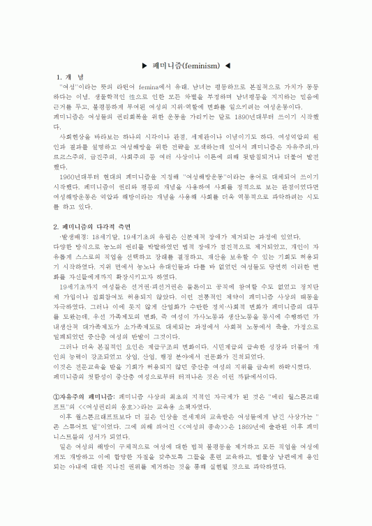 § 강추§페미니즘을 바라 보는 다각적 측면 ＆ 페미니즘의 종류