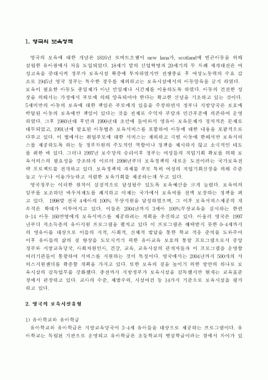 선진국의 보육정책
