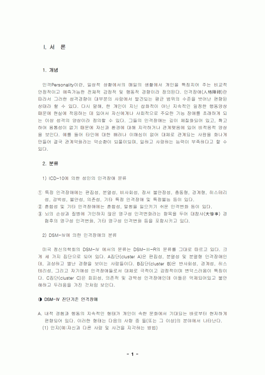 인격장애에 대해서