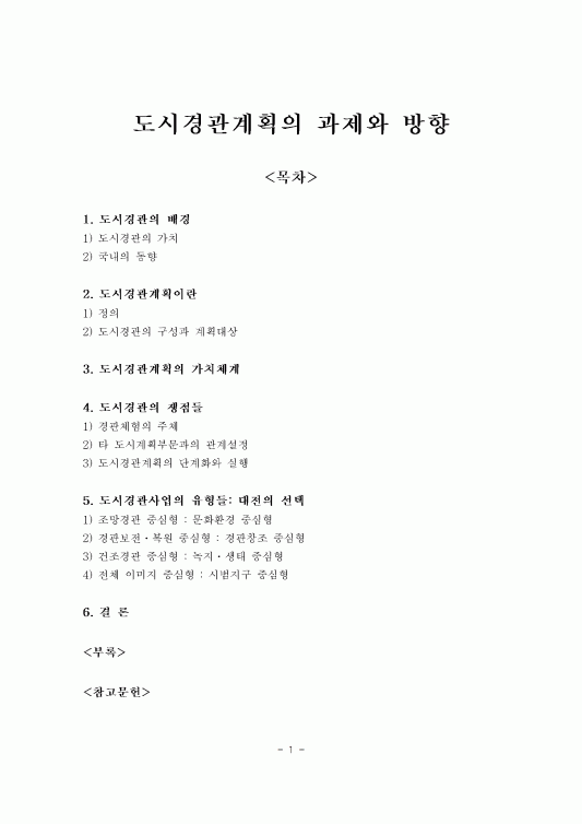 도시경관계획의 과제와 방향