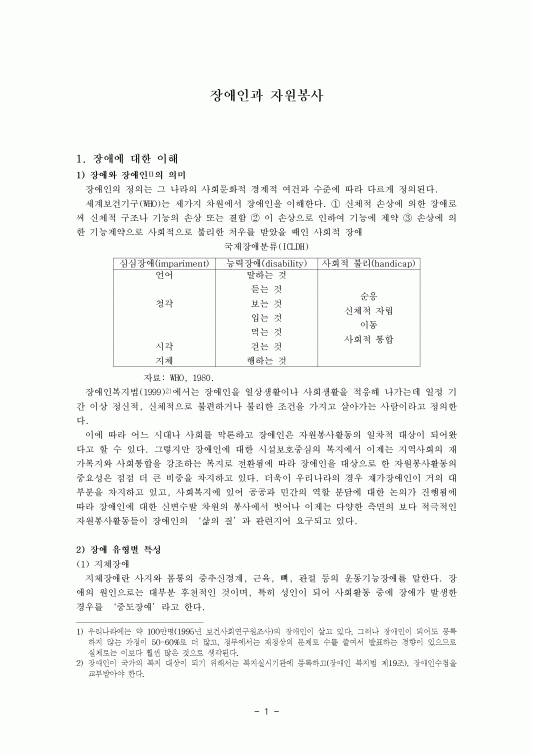 [사회과학] 장애인과 자원봉사