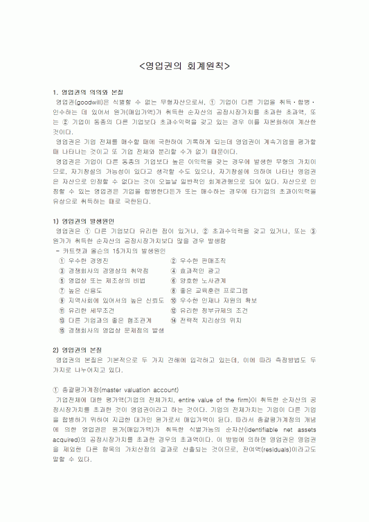 영업권의 회계원칙