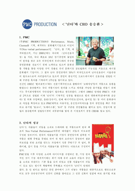 성공적인 벤처기업가, CEO 송승환